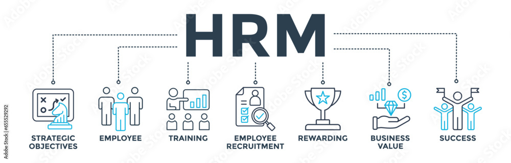 HRM banner web icon vector illustration concept of human resource ...