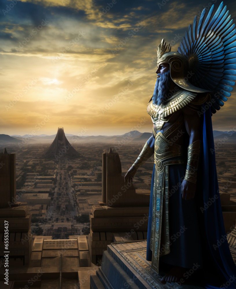 Ancient Anunnaki Sumerian Alien God Stock Illustration | Adobe Stock