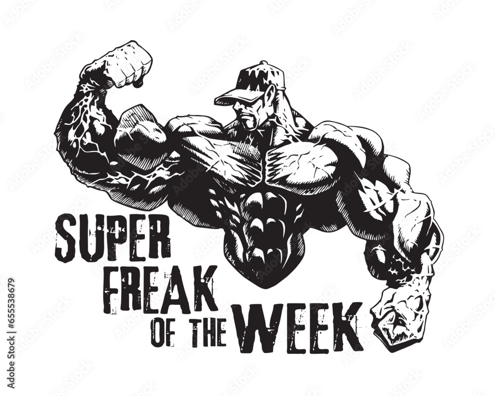 Super Freak of the Week the bodybuilder in posing - editable design for ...