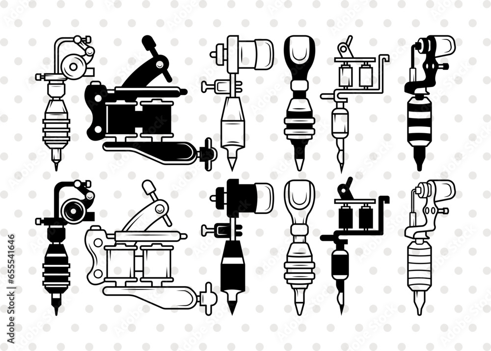 Tattoo Machine SVG, Tattoo Machine Silhouette, Tattoo Gun Svg, Tattoo ...