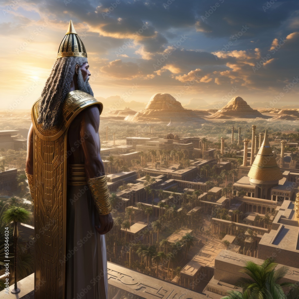 Anunnaki Sumerian God King Watching over Ancient Mesopotamia Stock ...