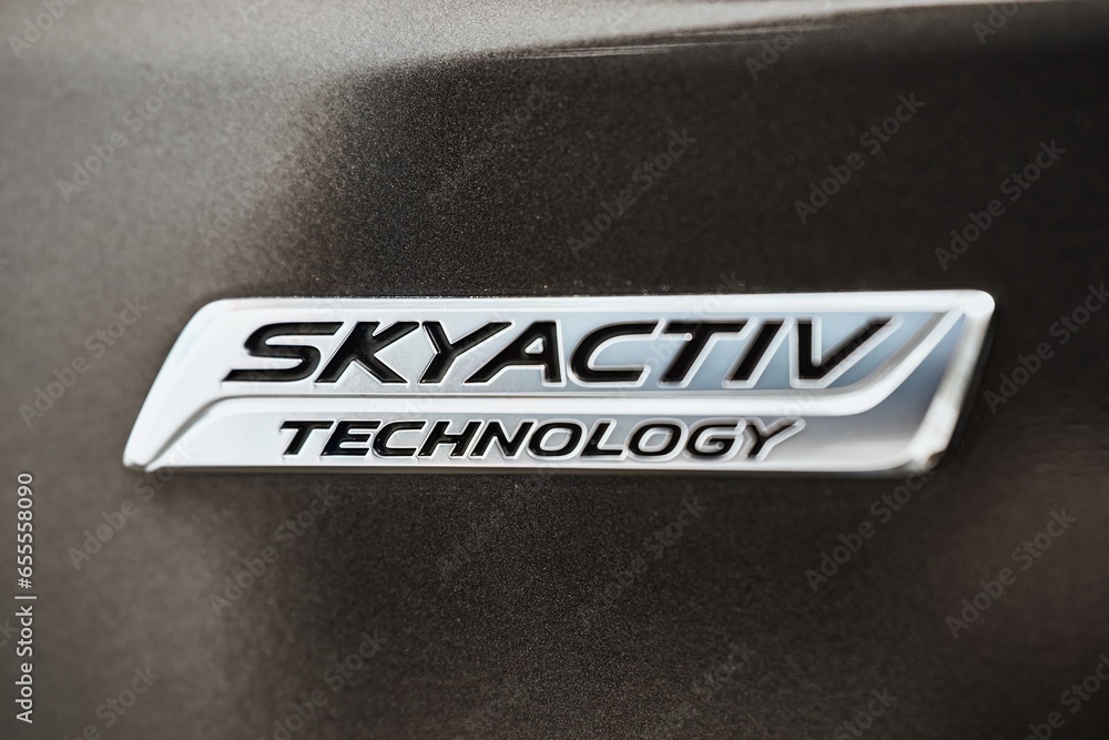 Poland, Europe April 9 2023 : Mazda 6 SKYACTIV 2016 Logo. Automobile ...