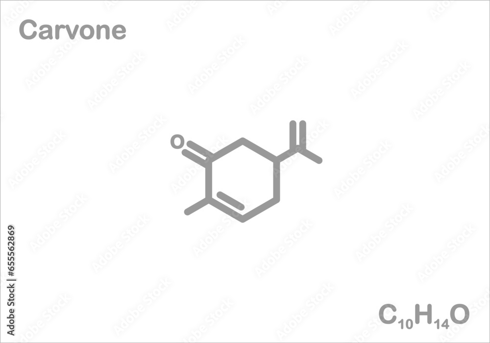 Carvone. Simplified structural formula. Use in agriculture, food and ...
