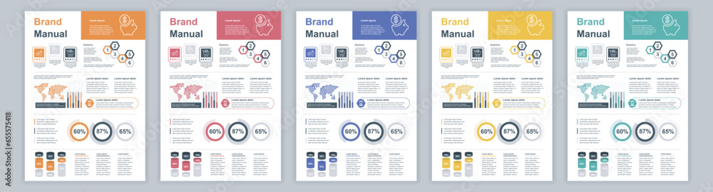 DIN A3 business brand manual templates set. Company identity brochure ...