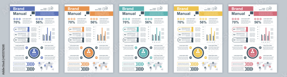 DIN A3 business brand manual templates set. Company identity brochure ...