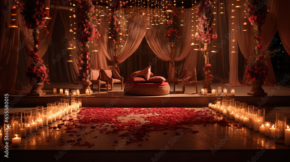 Sacred Wedding Ceremony Concept with Spiritually Mandap, Fragrant ...