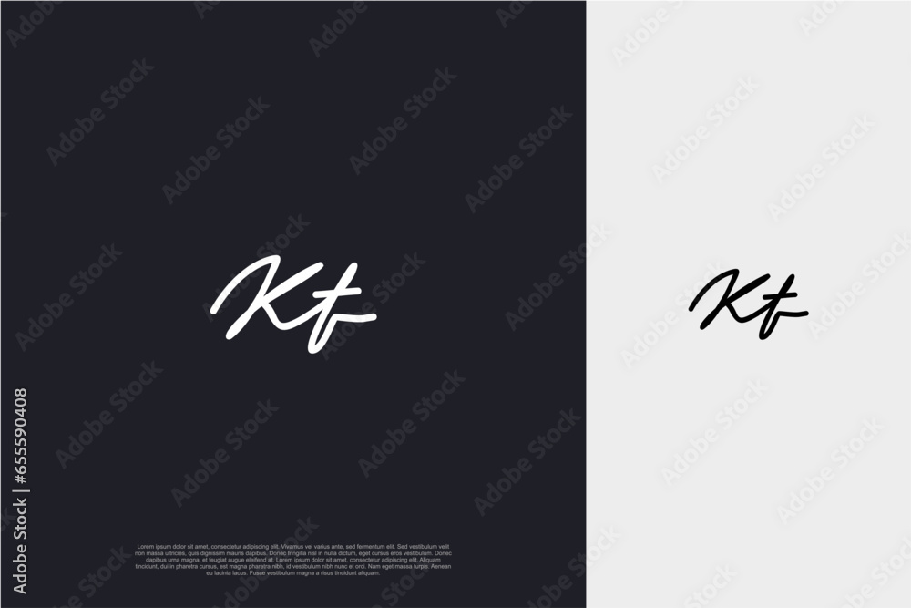 Initial Letter KT Logo signature style monogram typography for business ...