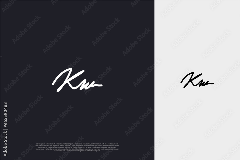 Initial Letter KW Logo signature style monogram typography for business ...