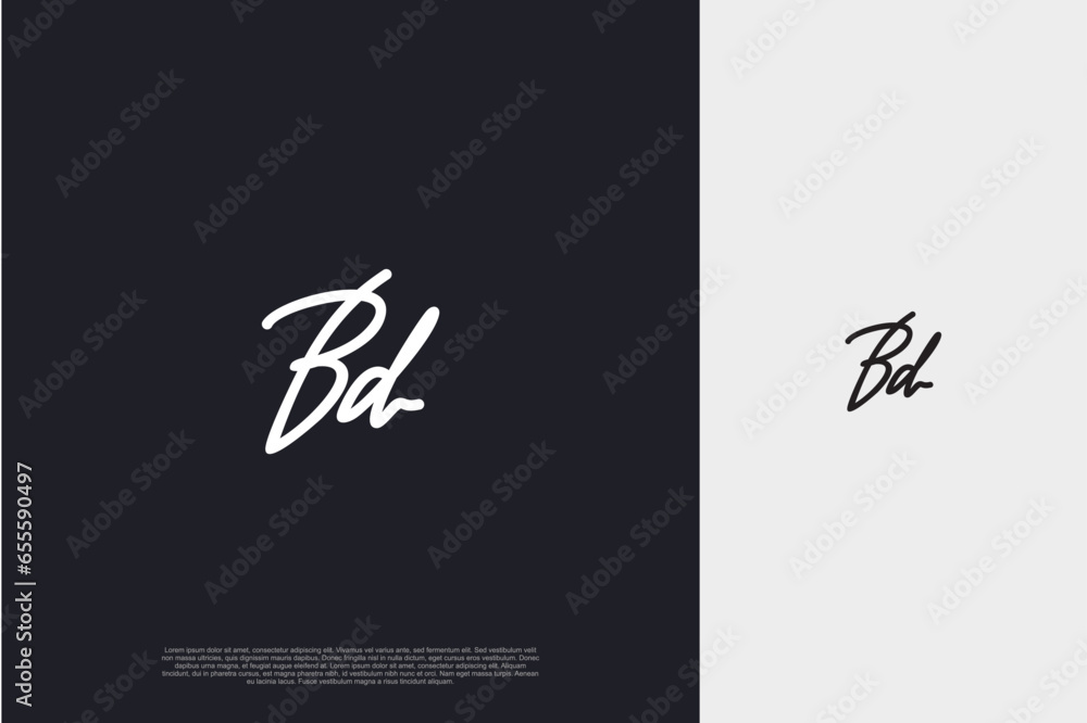 Initial Letter BD Logo signature style monogram typography for business ...