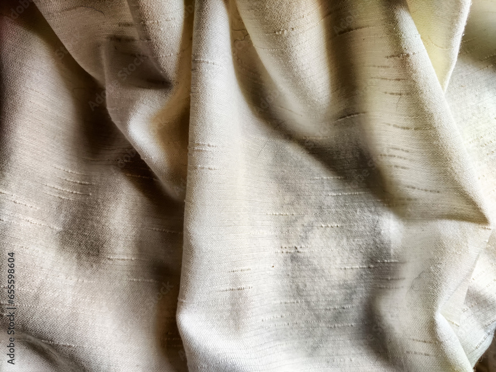 linen crumpled crumpled speckled fabric background. Jute, abstract ...