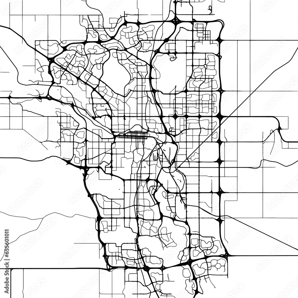 Square (1:1 aspect ratio) Vector city map of Calgary Alberta in Canada ...