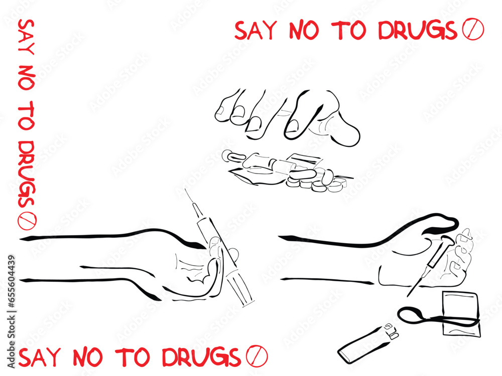 Say no to drugs . Stop Drug abuse awareness. Drug abuse vector art ...