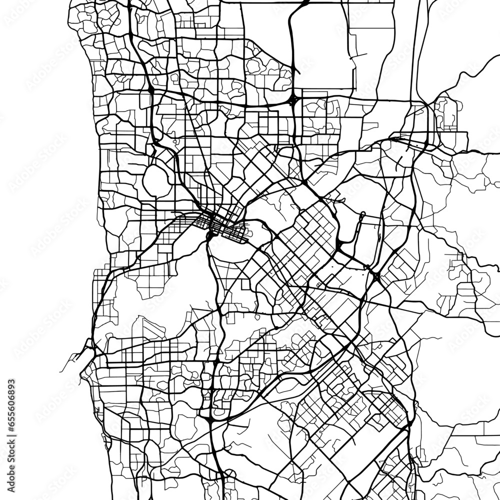 1:1 square aspect ratio vector road map of the city of Perth in ...