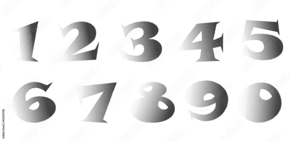 Halfton style numbers. Numbers in turn style for posters, promos ...