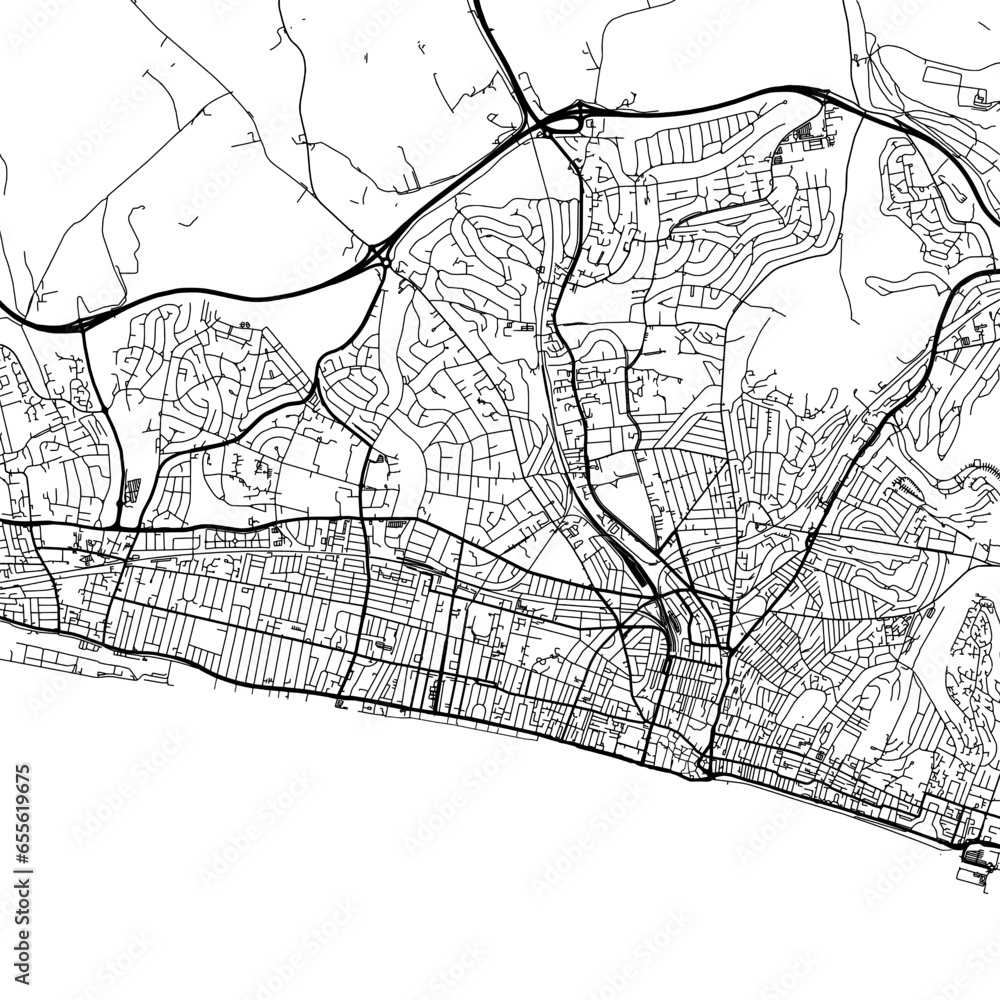1:1 square aspect ratio vector road map of the city of Brighton in the ...