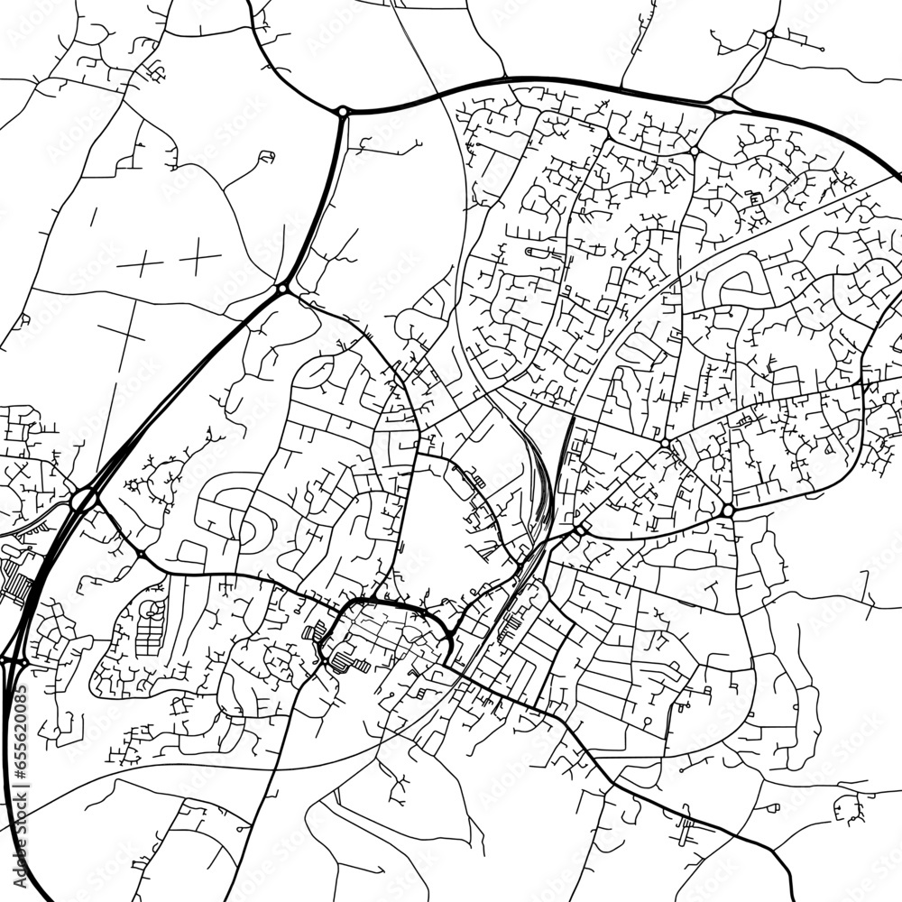 1:1 square aspect ratio vector road map of the city of Horsham in the ...