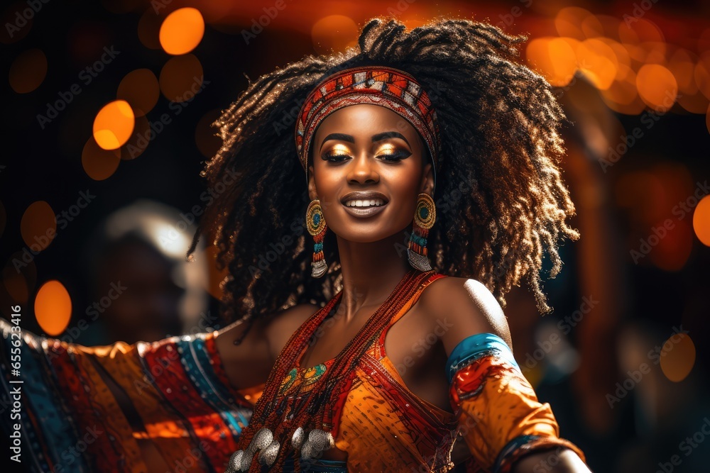 Afrobeat dancer in traditional African clothing - Celebration of ...