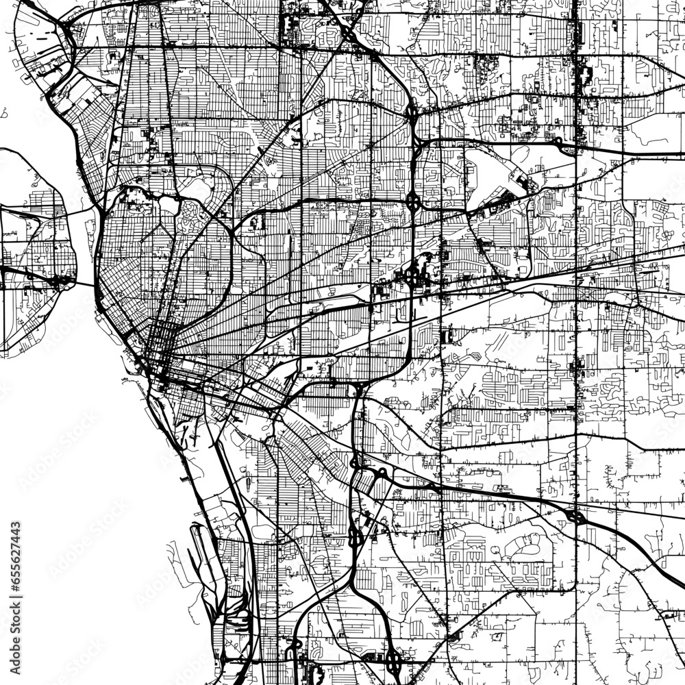 1:1 square aspect ratio vector road map of the city of Buffalo New York ...