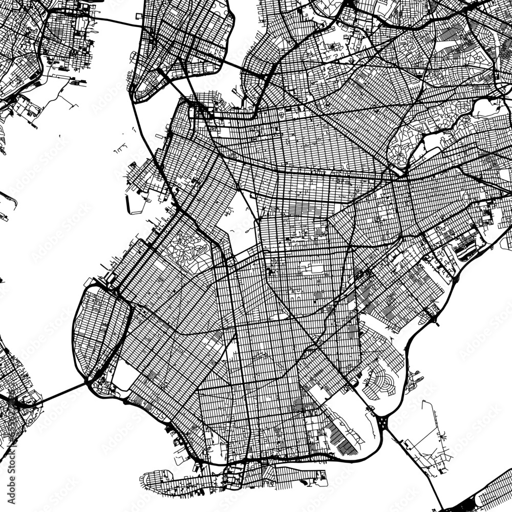 1:1 square aspect ratio vector road map of the city of Brooklyn New ...