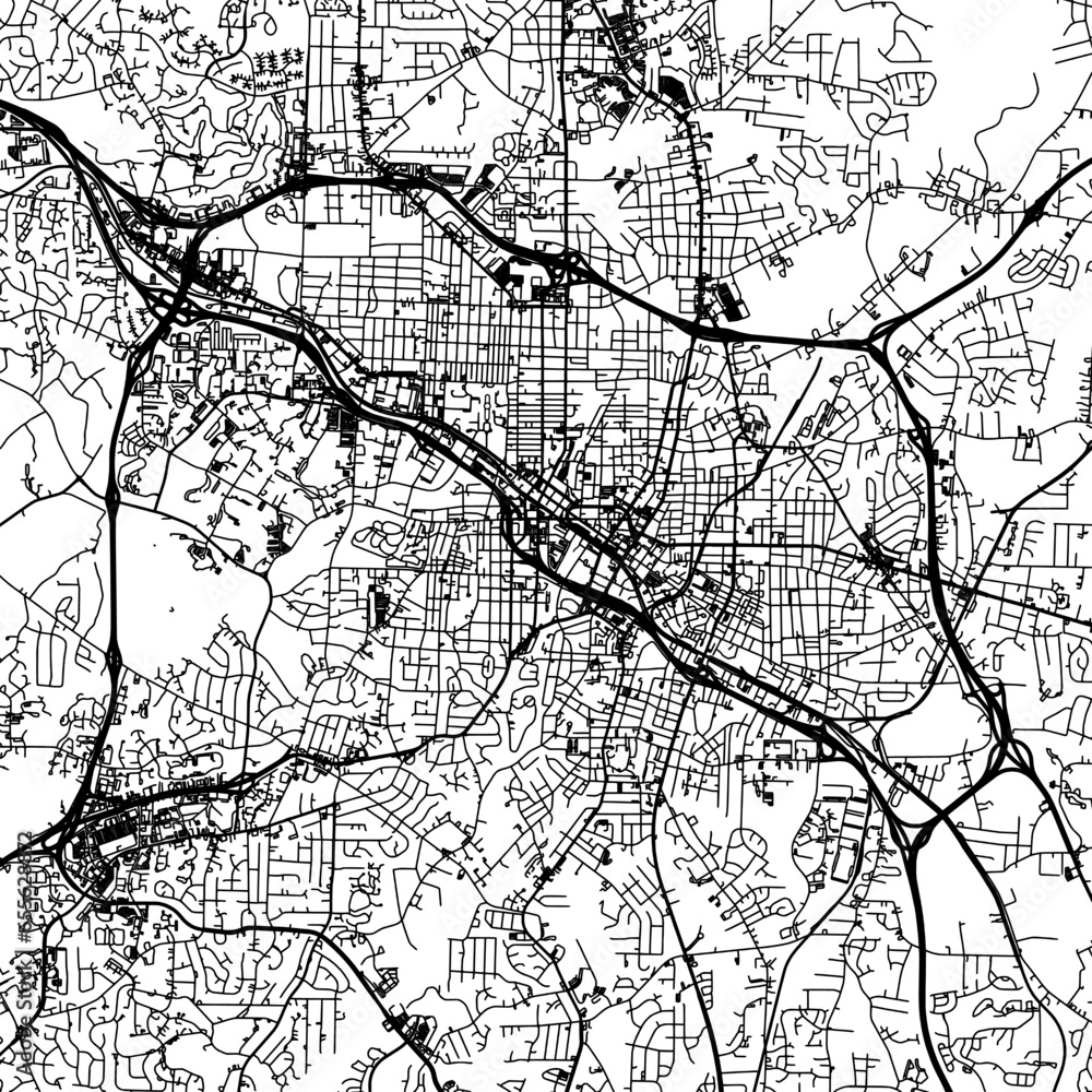 1:1 square aspect ratio vector road map of the city of Durham North ...