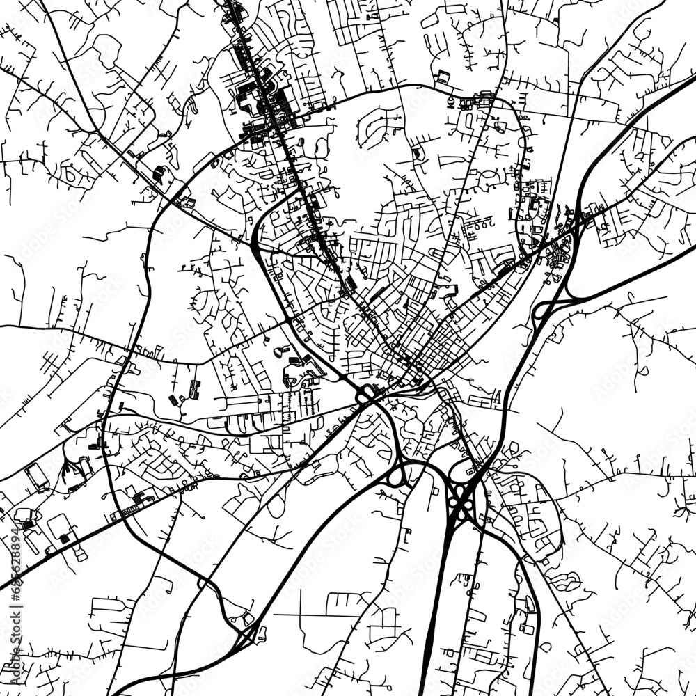 1:1 square aspect ratio vector road map of the city of Elizabethtown ...