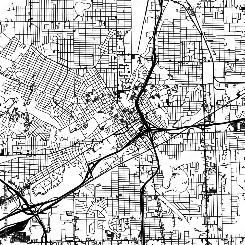 1:1 square aspect ratio vector road map of the city of Flint Michigan ...