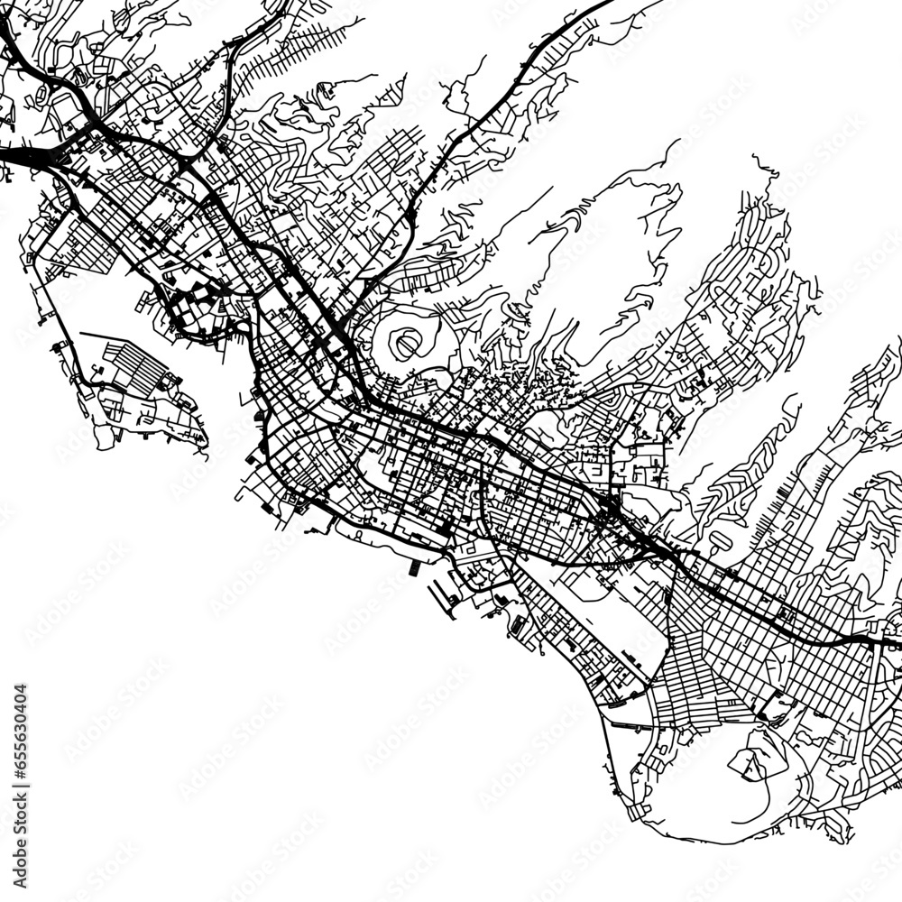 1:1 square aspect ratio vector road map of the city of Honolulu Hawaii ...