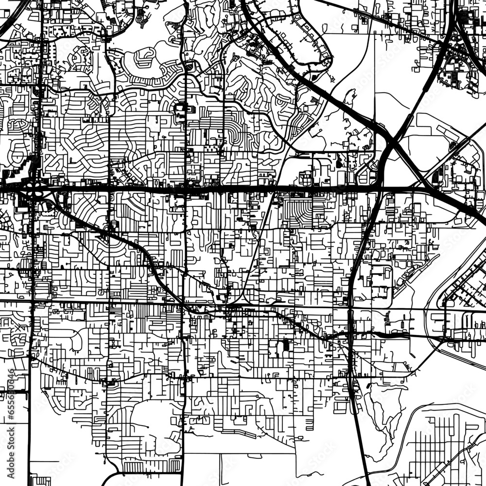 1:1 square aspect ratio vector road map of the city of Irving Texas in ...