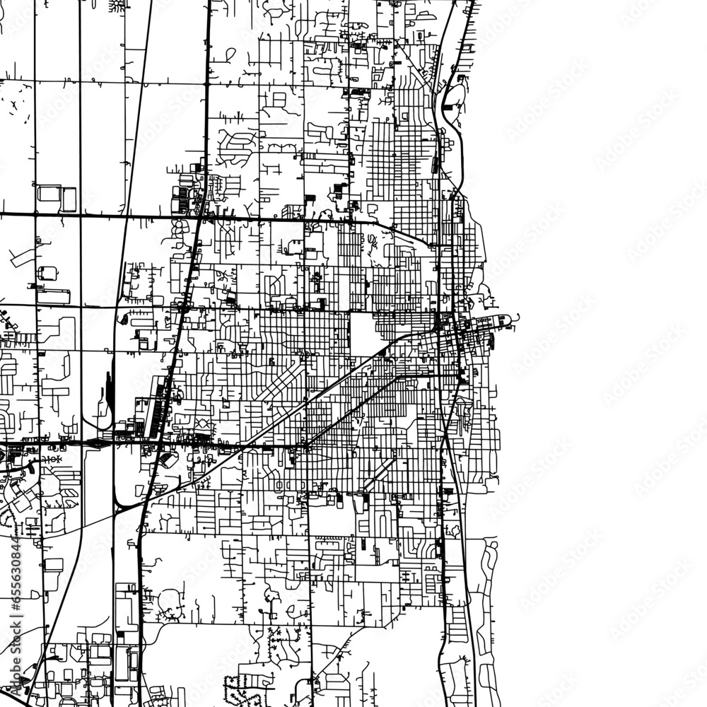 1:1 square aspect ratio vector road map of the city of Kenosha ...