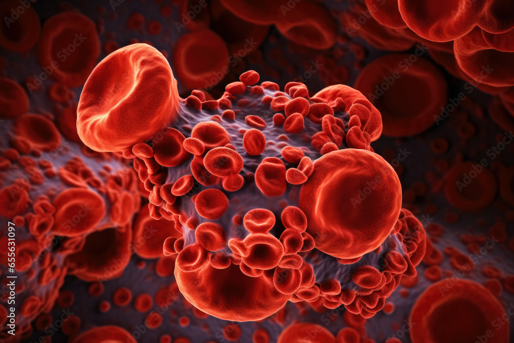 Stunning microscopic examination of human blood cells in high ...