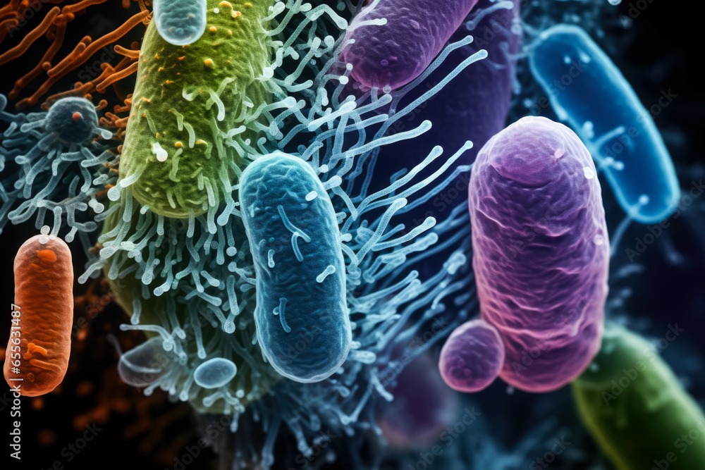 Ultra-detailed macro images of probiotic bacteria within human gut ...