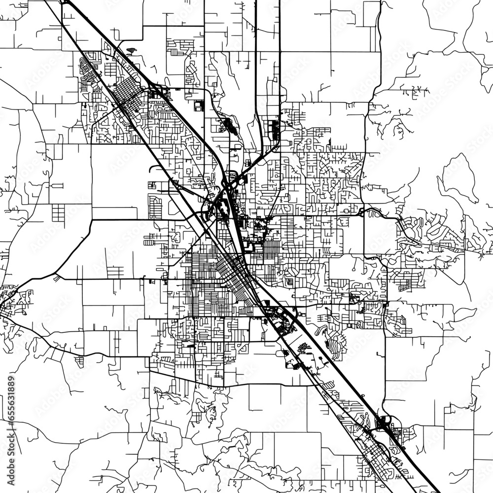 1:1 square aspect ratio vector road map of the city of Medford Oregon ...