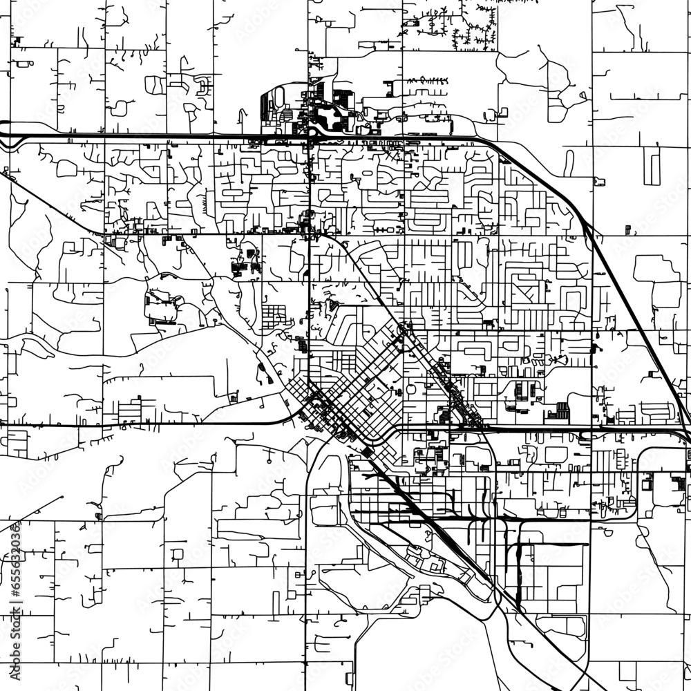 1:1 square aspect ratio vector road map of the city of Midland Michigan ...