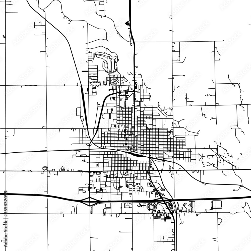 1:1 square aspect ratio vector road map of the city of Mitchell South ...
