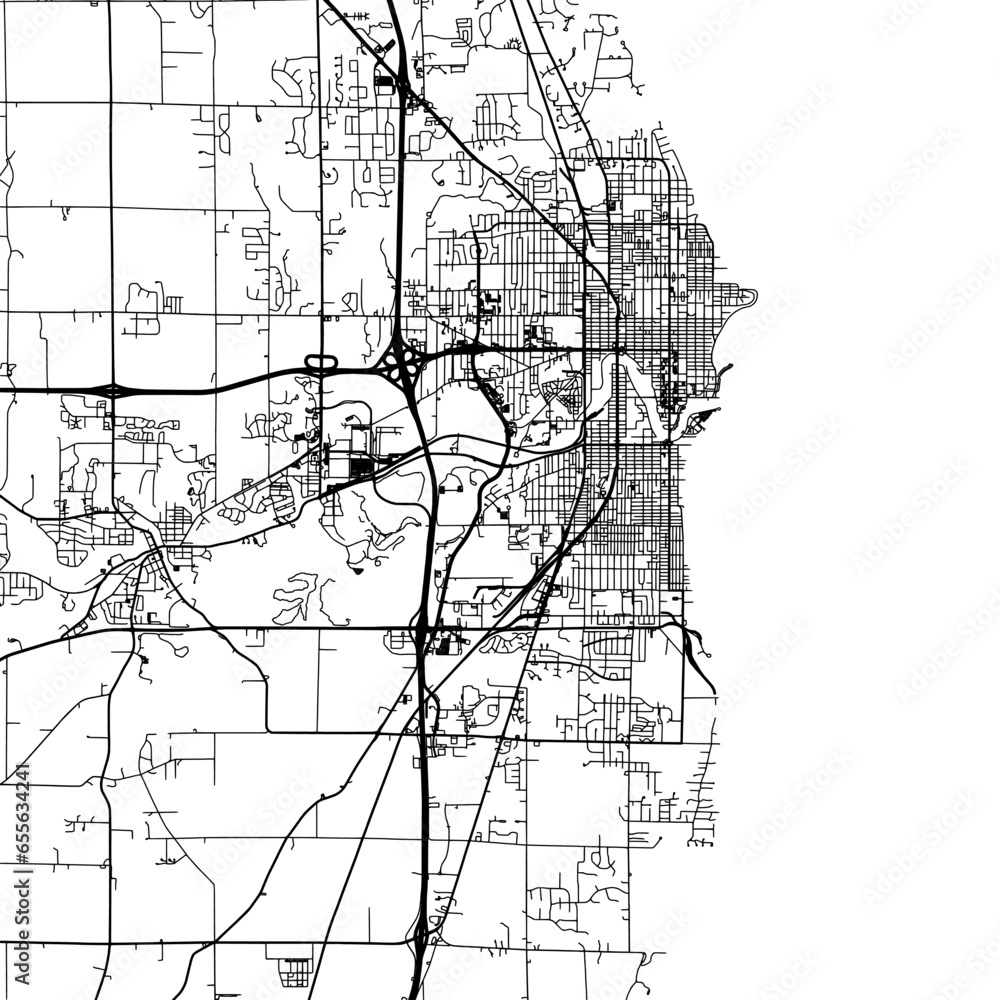 1:1 square aspect ratio vector road map of the city of Sheboygan Iowa ...