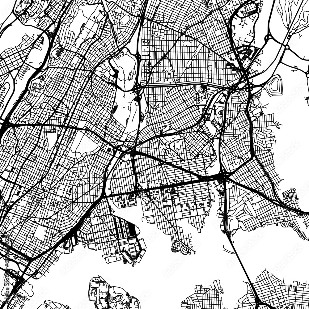 1:1 square aspect ratio vector road map of the city of The Bronx New ...