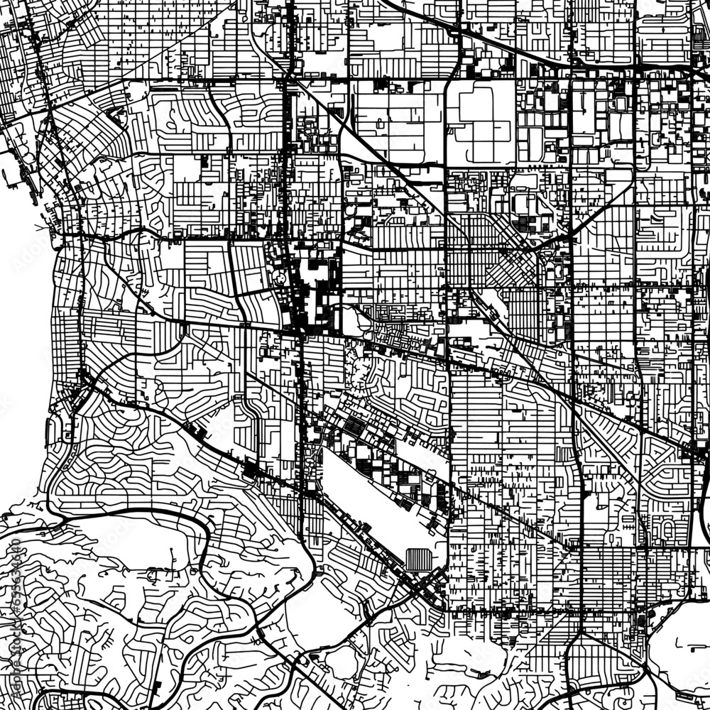 1:1 square aspect ratio vector road map of the city of Torrance ...