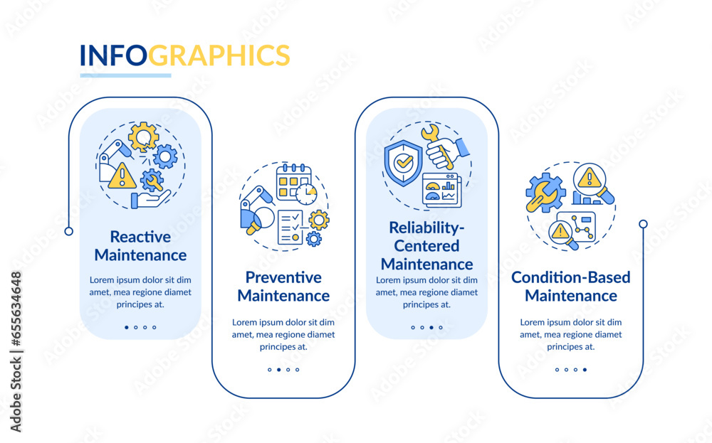 2D predictive maintenance vector infographics template with thin line ...