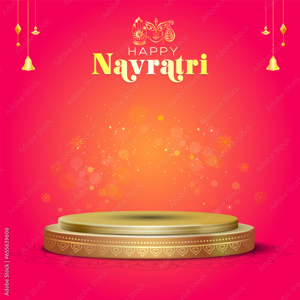 Navratri festival background. Poster design with Happy Navratri text ...
