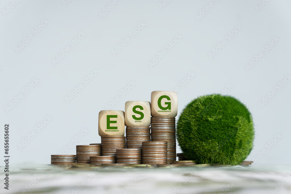 Concepts of ESG, environment, society and governance. Green and ...