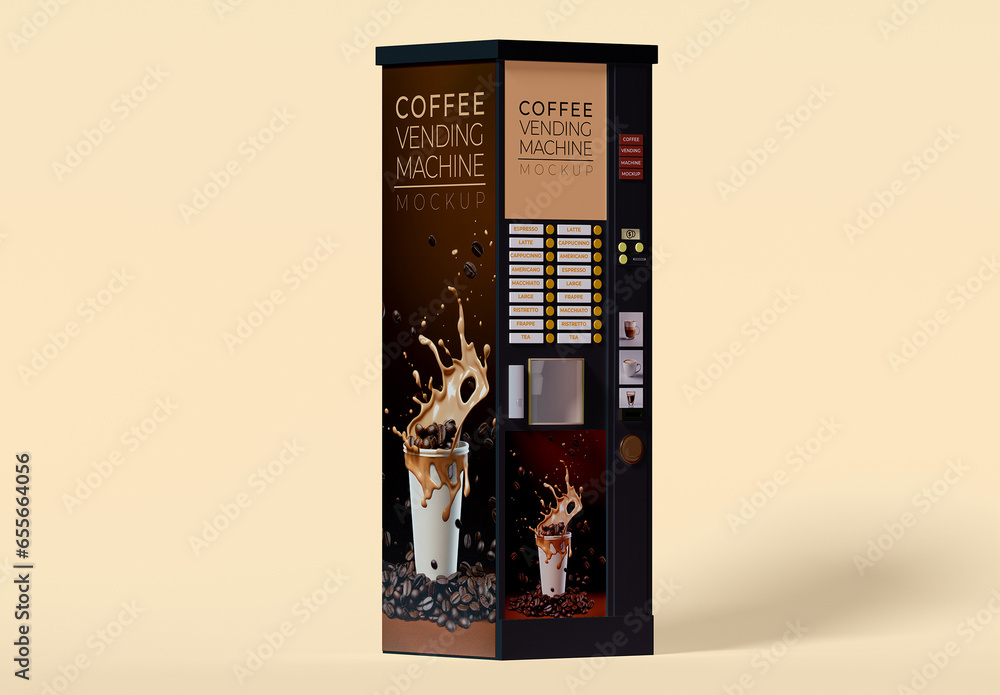 Side View Coffee Vending Machine Mockup Stock Template | Adobe Stock