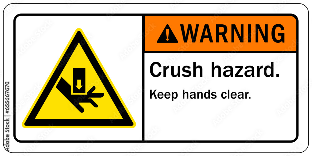 Vecteur Stock Crush and cut hazard warning sign and labels Moving parts ...