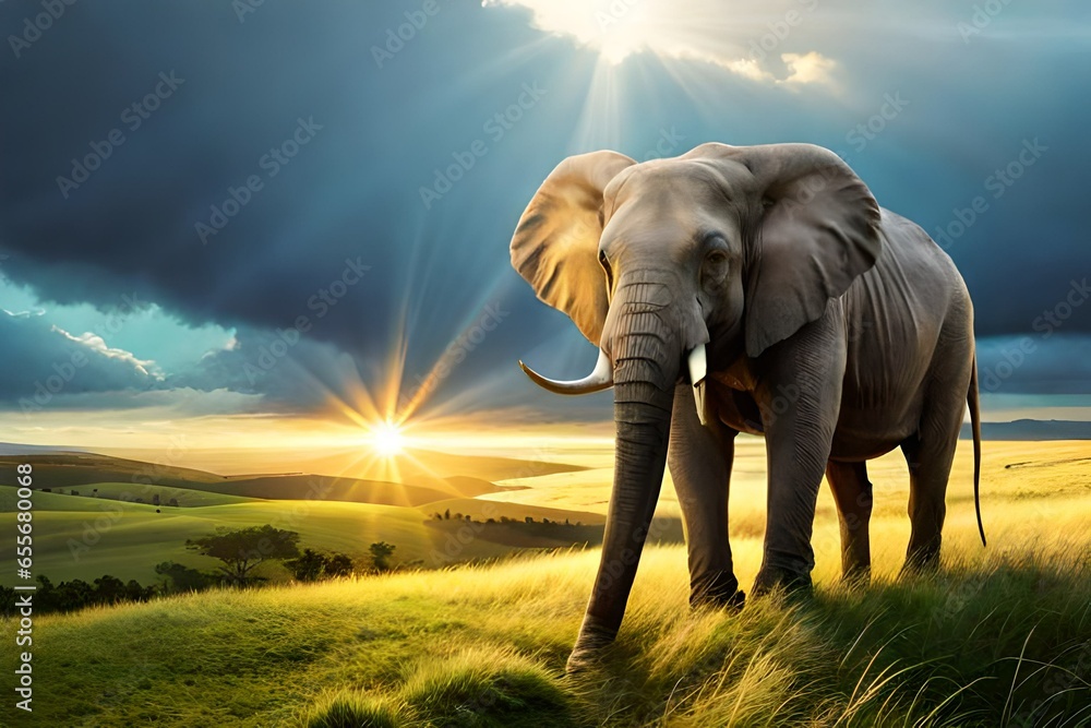 Forest elephant sun rays nature photography picture photo artwork ...