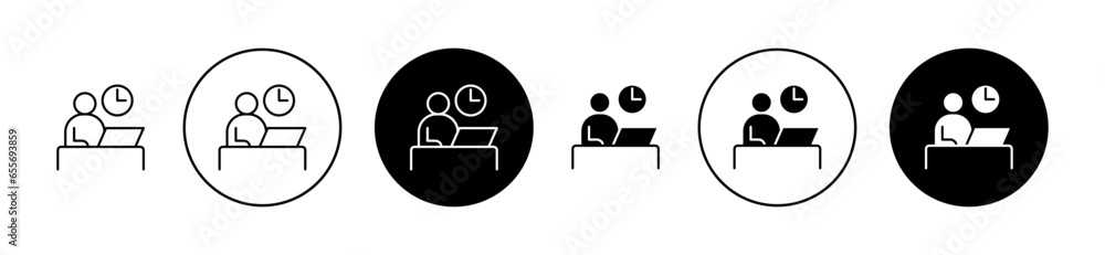 flexible schedule work icon set in black filled and outlined style ...