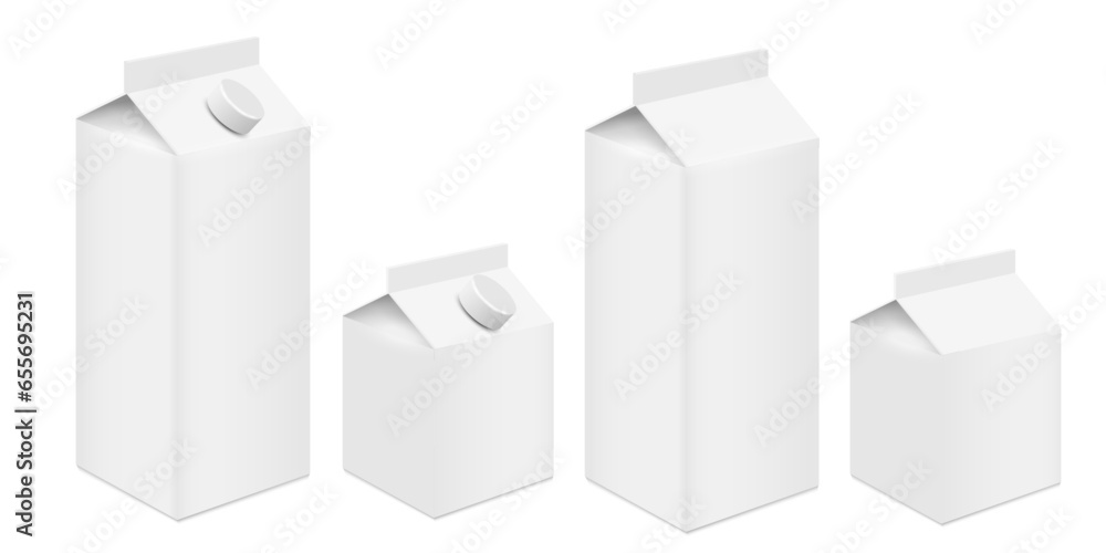 White package mockup, carton box. Blank paper container for liquid ...