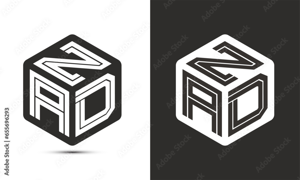 ZAD letter logo design with illustrator cube logo, vector logo modern ...