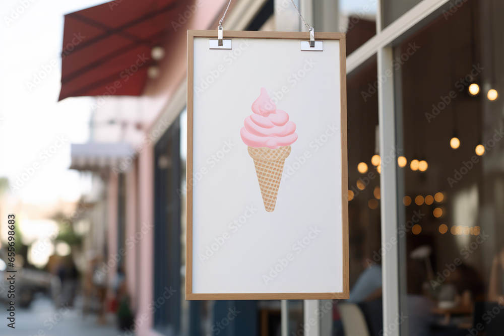 Blank ice cream shop signage sign design mockup isolated. Signboard for ...