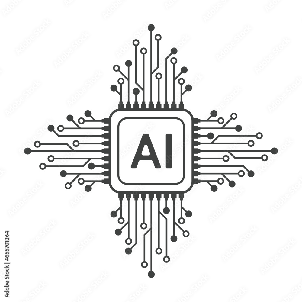 Artificial intelligence circuit line style. Machine learning design ...