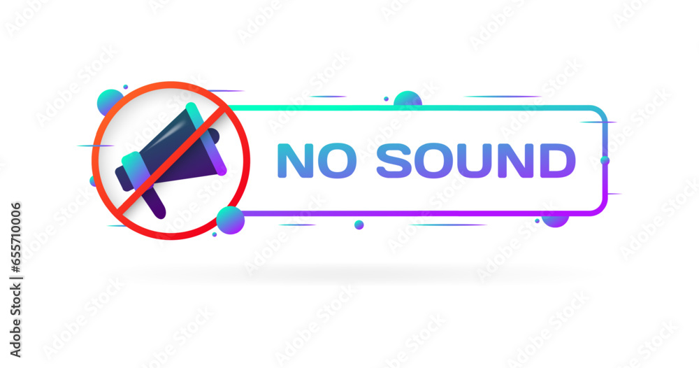 No sound sign. Flat, purple, crossed out megaphone, no sound button ...