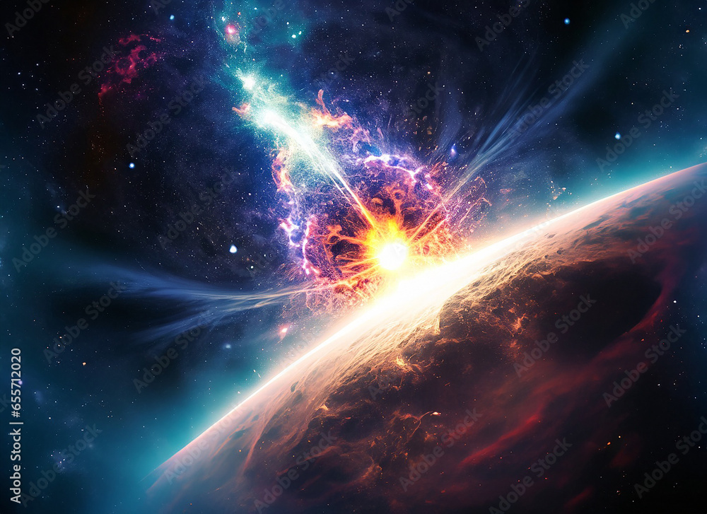 Earth disaster due to a comet or meteor, apocalypse and catastrophe ...